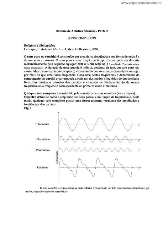 Clique Apostilas - Resumo de Acústica Musical – Parte 2